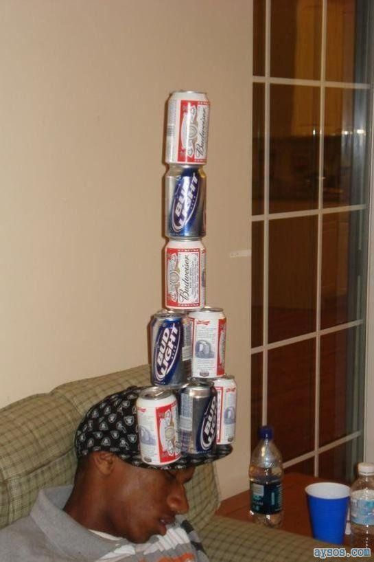 Passed Out Guy Beer Cans Balanced On His Head - Funny and Sexy Videos ...